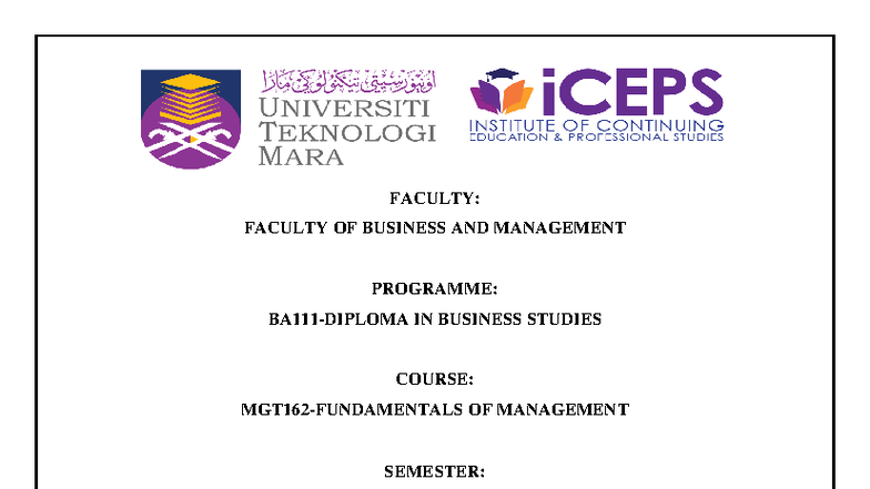 MGT162 Group Project: Management Strategies at GO TO U (M) SDN BHD ...