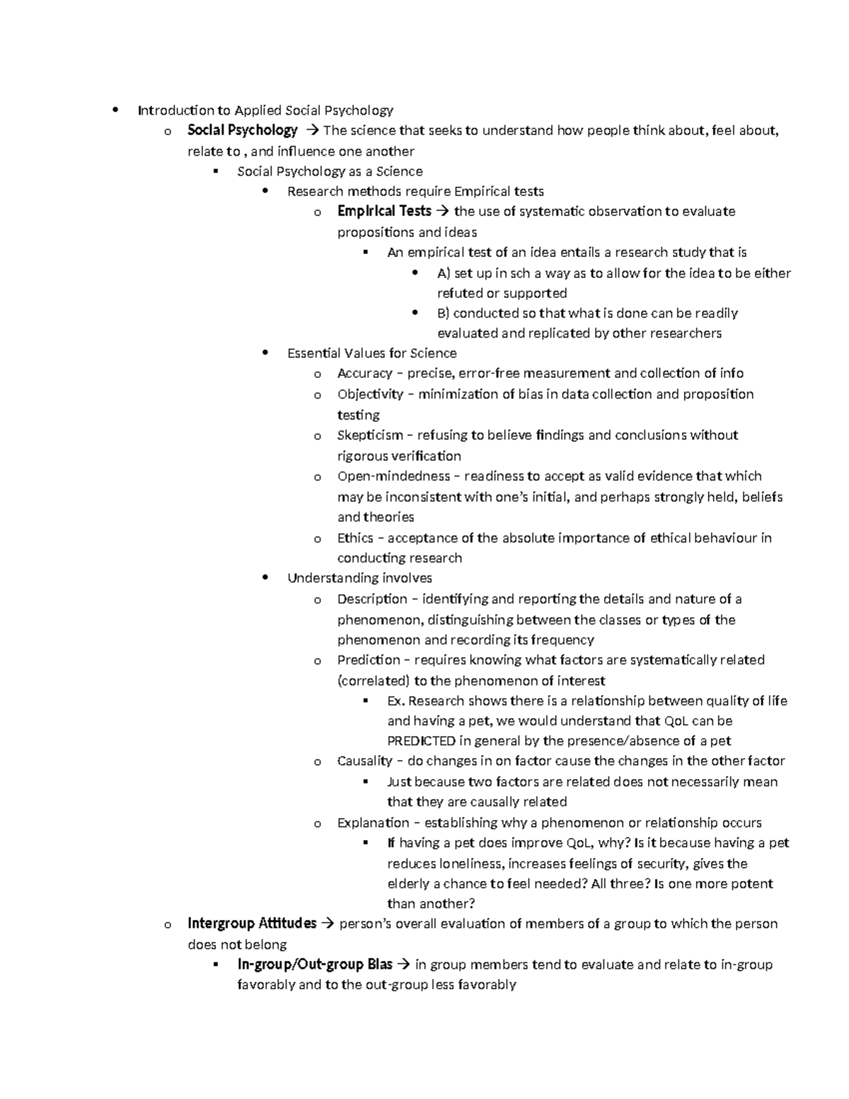 Applied Social Psychology (PSY 101): Week 1 Lecture Notes - Studocu