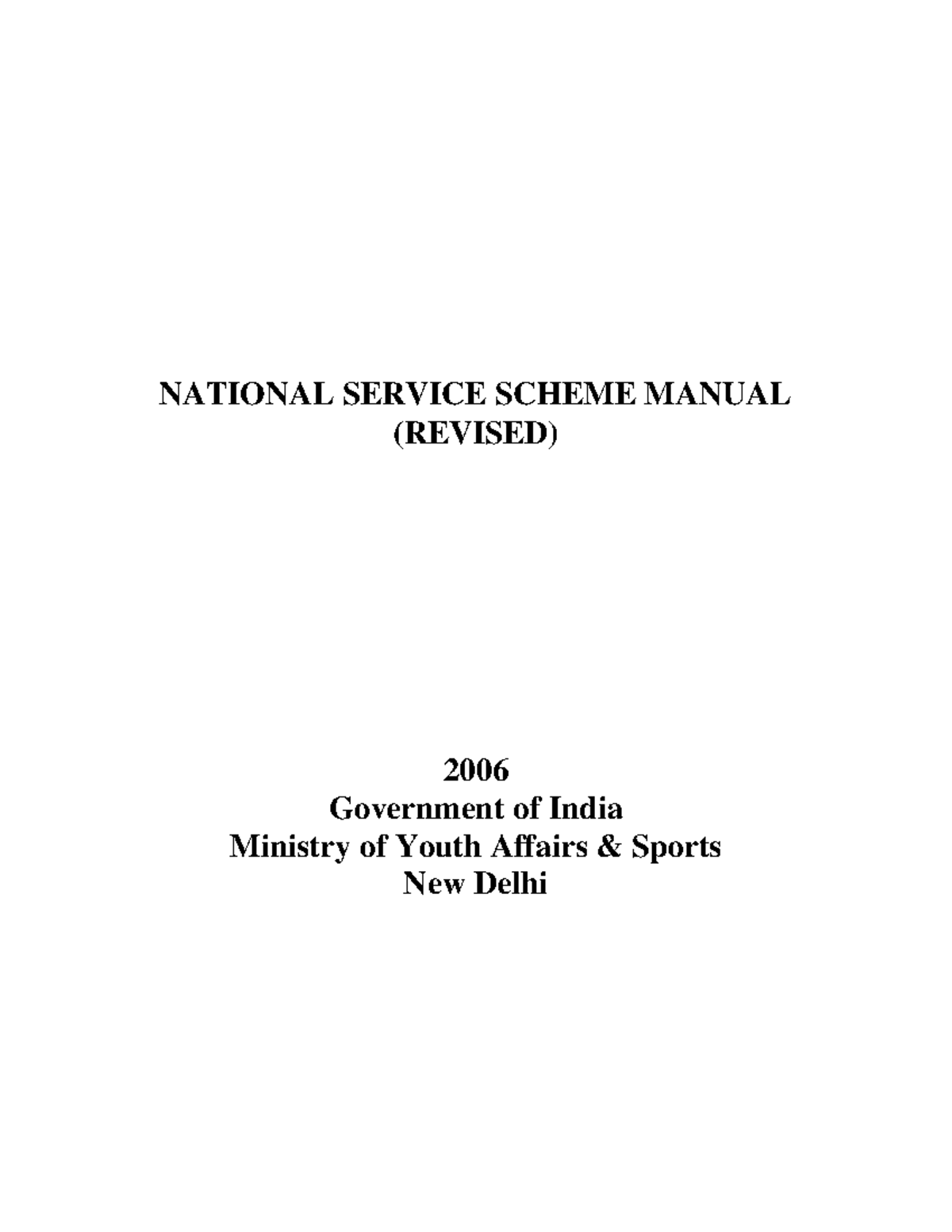 NSS Manual: National Service Scheme Overview and Activities (2006 ...