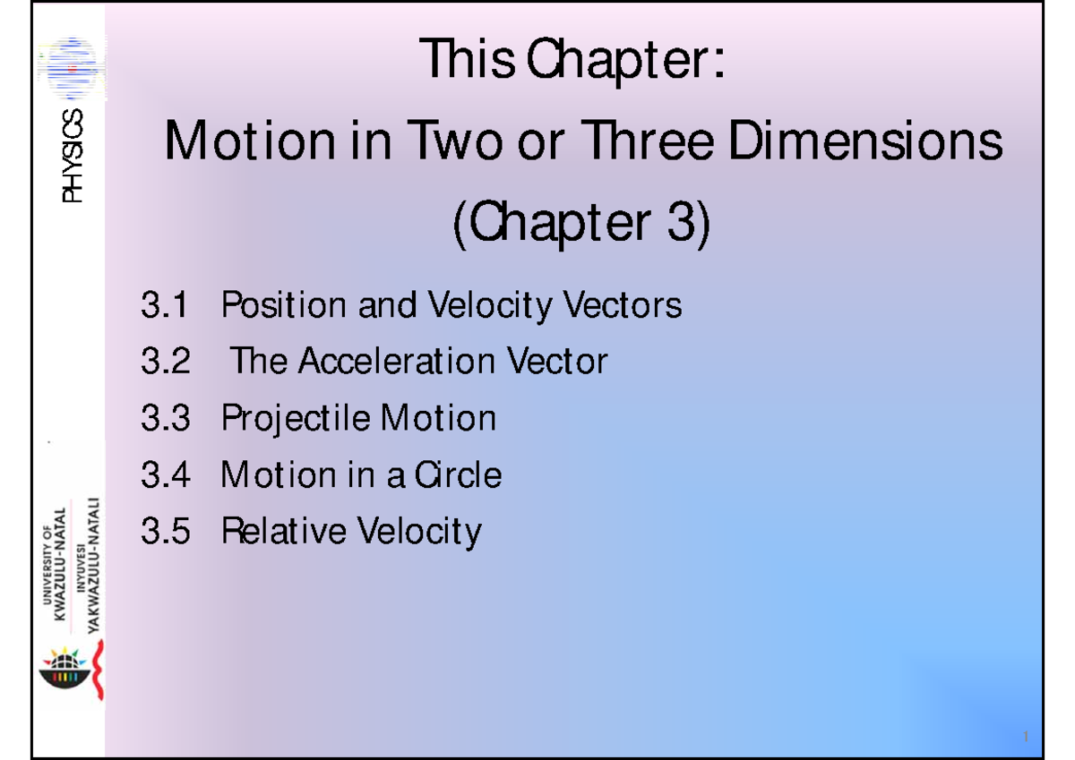 Ch 03 Motion in 2D/3D: Key Concepts and Examples - Studocu