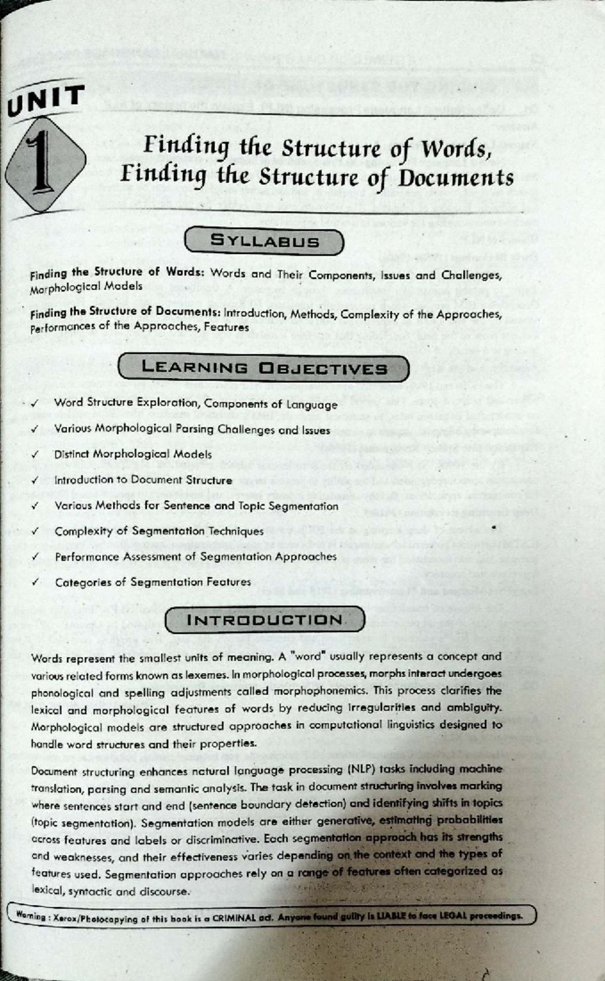 Finding the Structure of Words and Documents (NLP UNIT 1) - Studocu