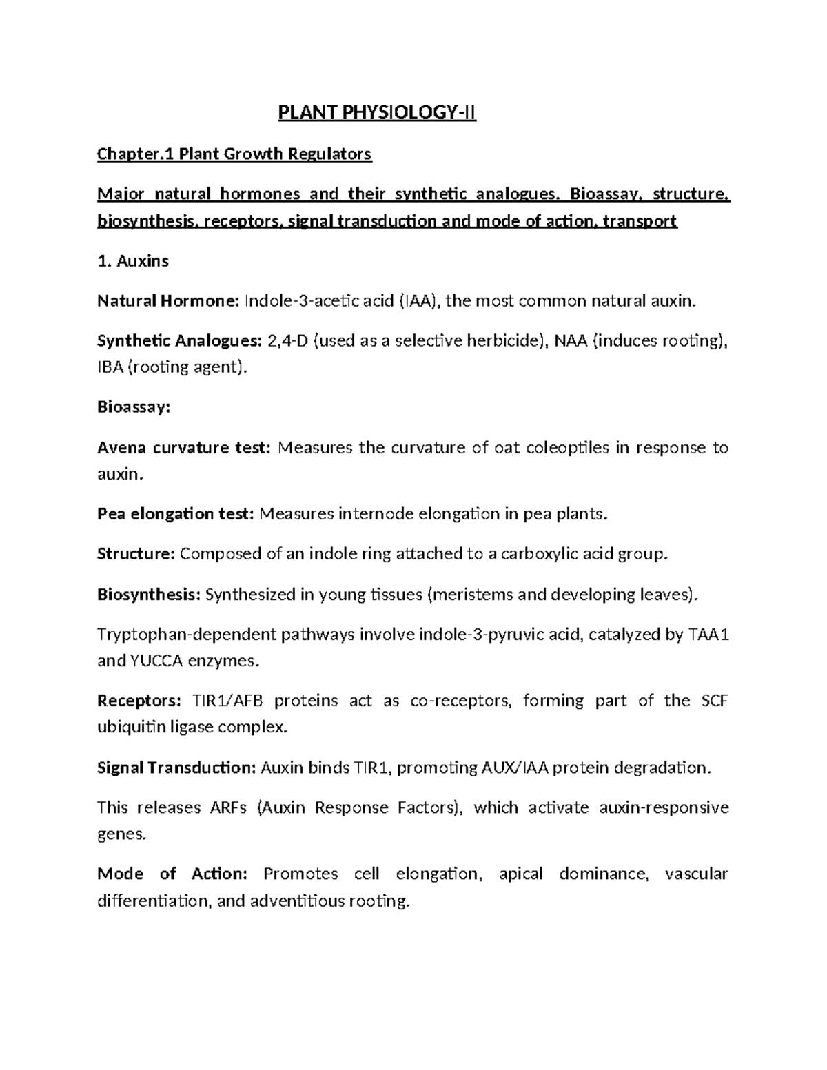 Plant Physiology-II - The are complete outline notes - PLANT PHYSIOLOGY ...