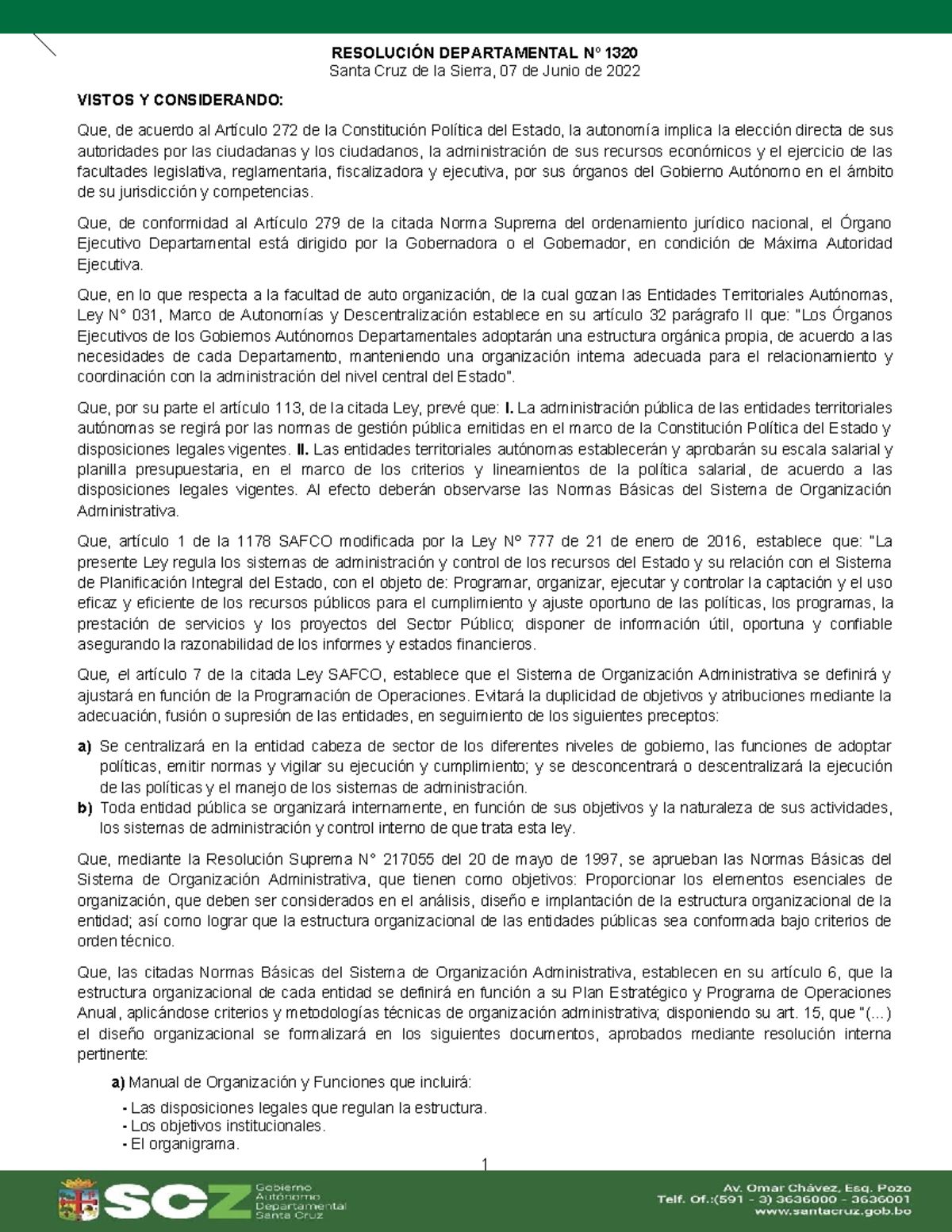 Manual de Organización y Funciones del Órgano Ejecutivo Departamental ...