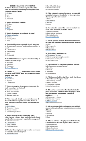 CRI 165 CFE - REVIEWER AND NOTES - CRI 165: EVIDENCE It is the means ...