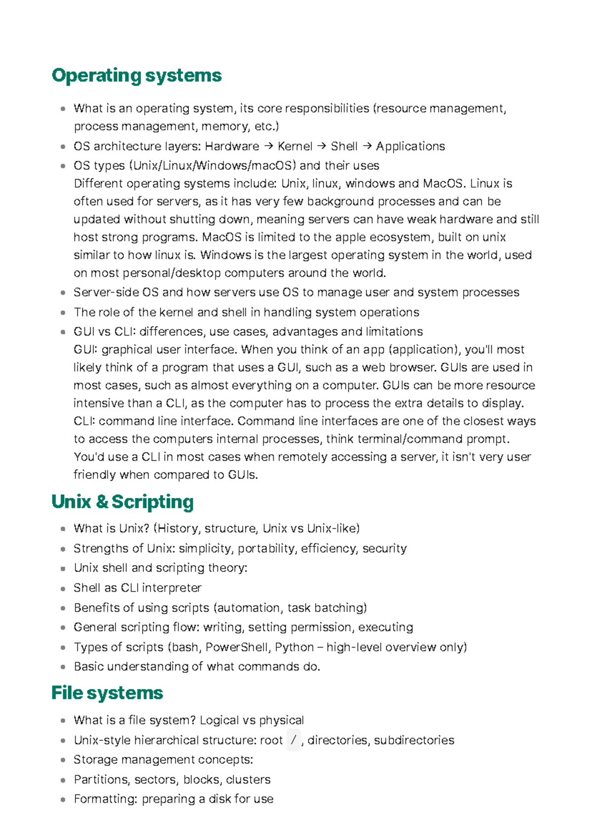 Week 7 Quiz Notes: Operating Systems Overview and Key Concepts - Studocu