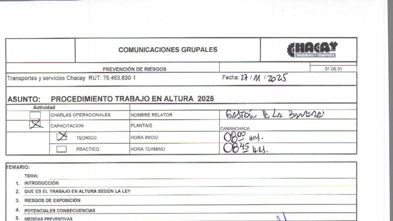 COMUNICACIONES GRUPALES: Procedimiento Trabajo en Altura 2025 - Studocu