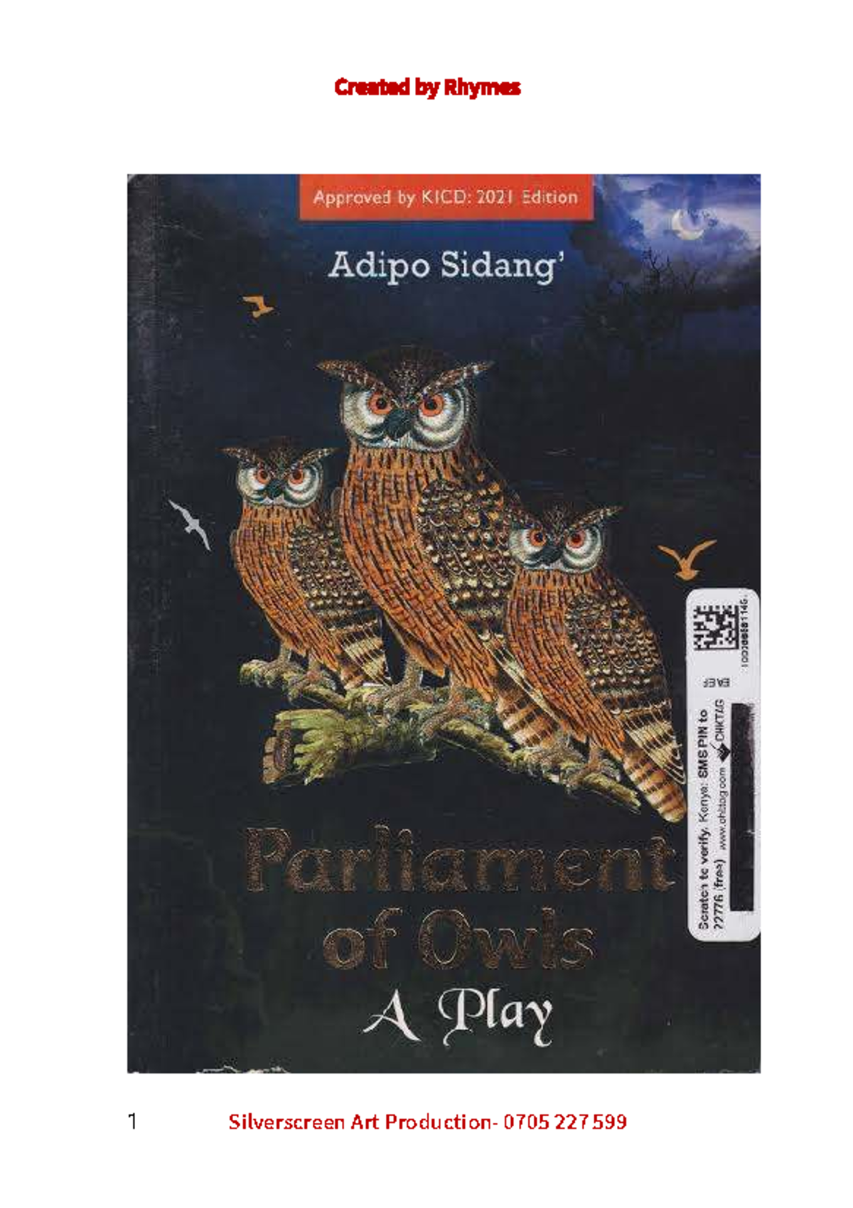 Parliament of Owls: Act 1 Script Analysis and Character Insights - Studocu