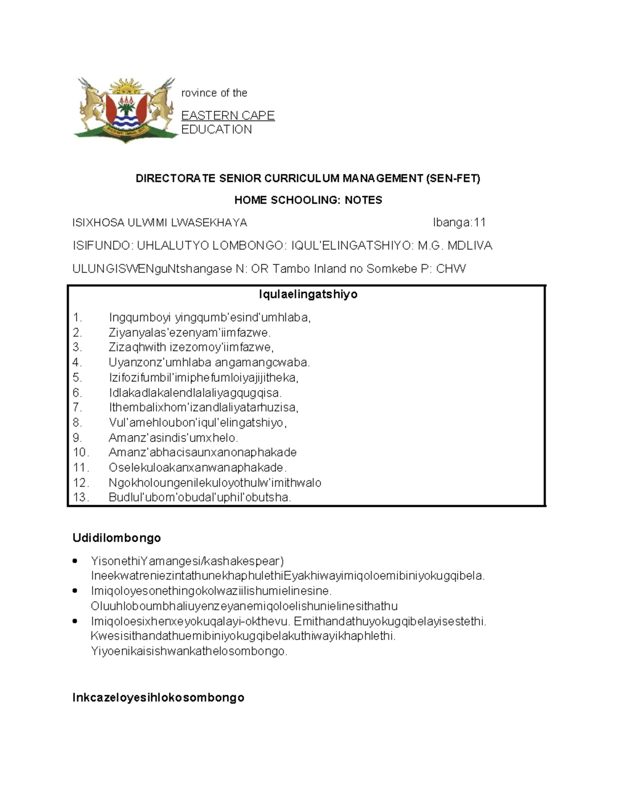 Nathi Singabantu Drama: Study Guide for GR 11 HL Exam Prep - Studocu