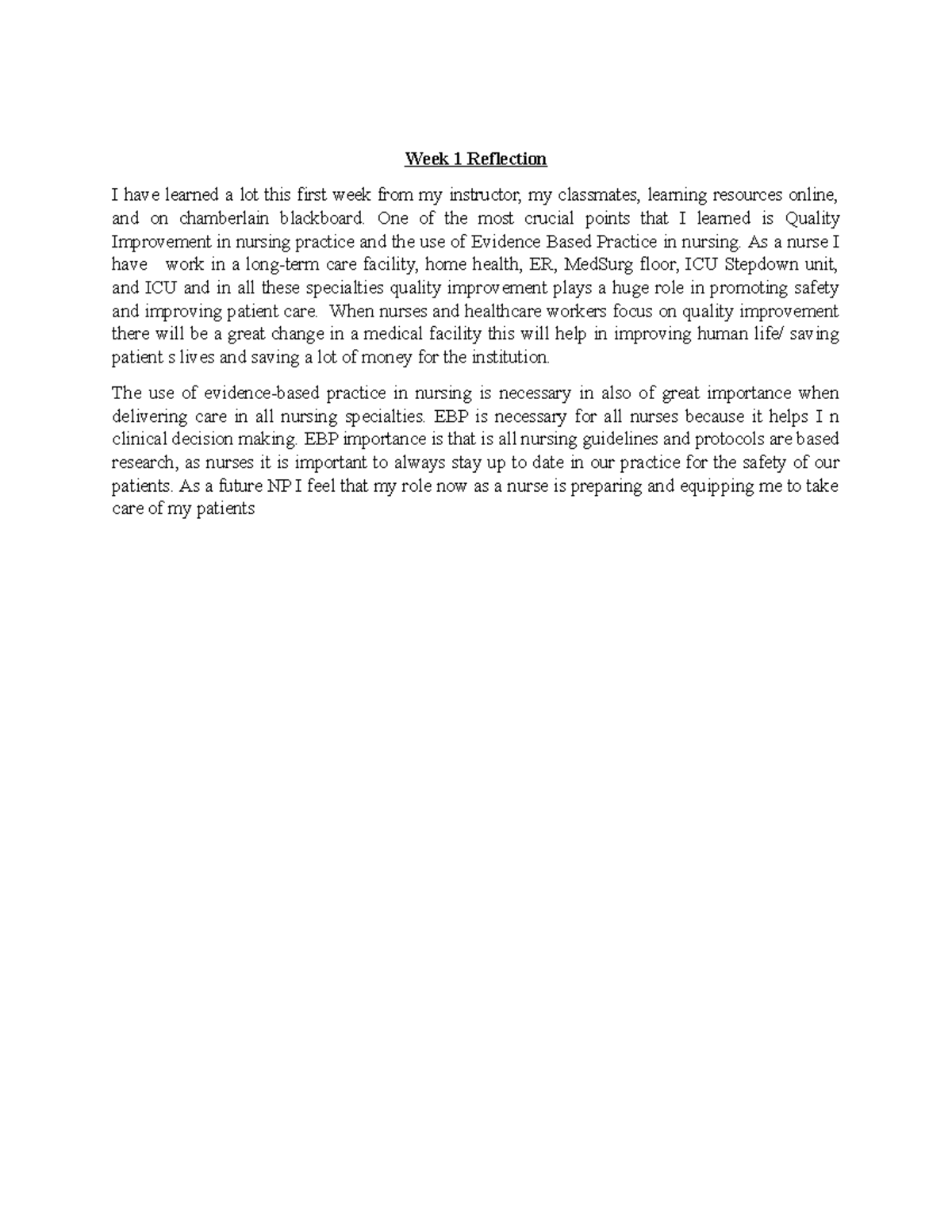 Week 1 Reflection - ASSIGNMENT - Week 1 Reflection I have learned a lot ...