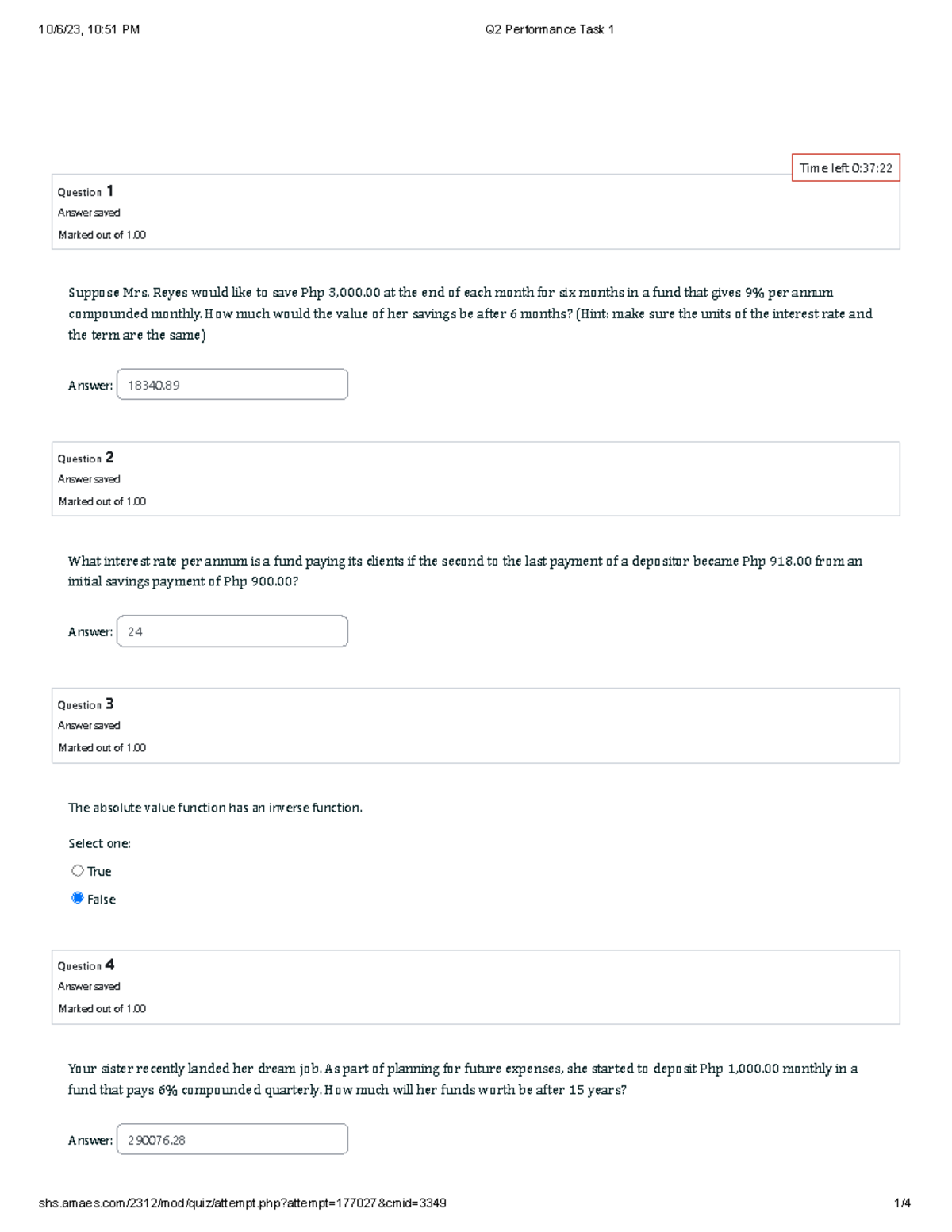 Q2 Performance Task 1: Savings and Interest Calculations - Studocu