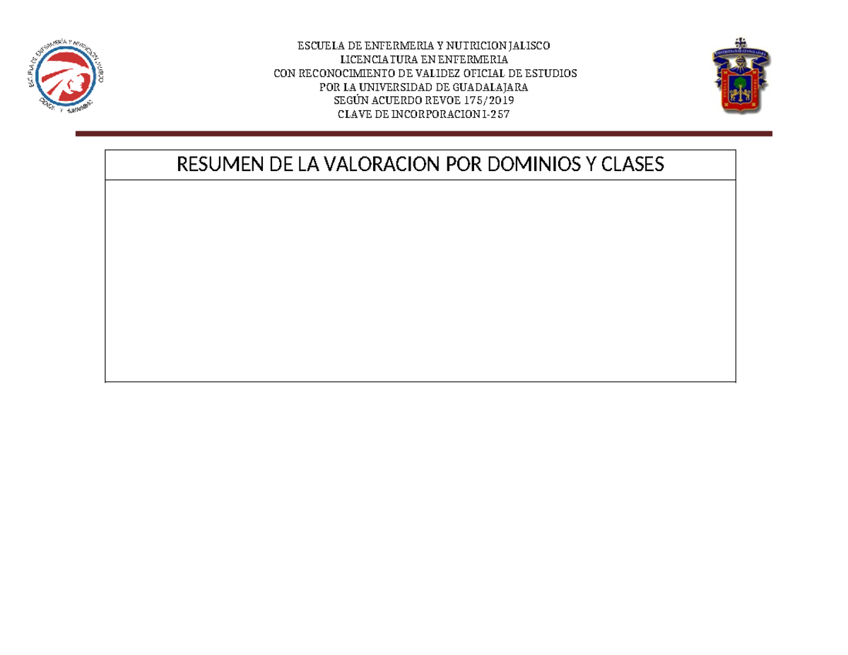 Formato PES y Evaluación en Enfermería - Lic. en Enfermería - Studocu