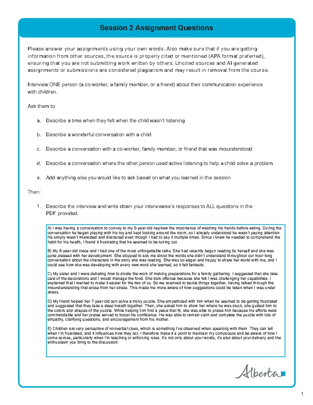 EDU 205 - Session 14 Assignment on Play-Based Learning Goals - Studocu