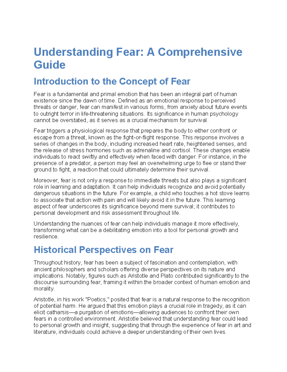 Understanding Fear A Comprehensive Guide - Understanding Fear: A ...