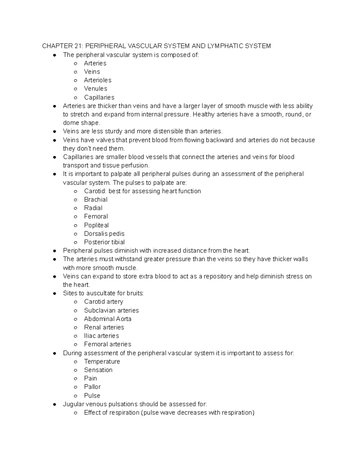 Chapter 21: Understanding the Peripheral Vascular & Lymphatic System - Studocu