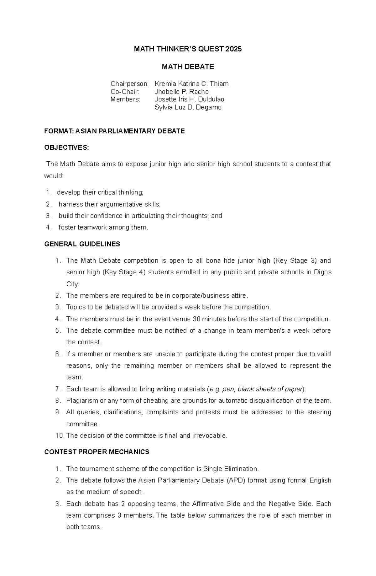 Final MATH Debate guidelines for 2025 competition - Studocu