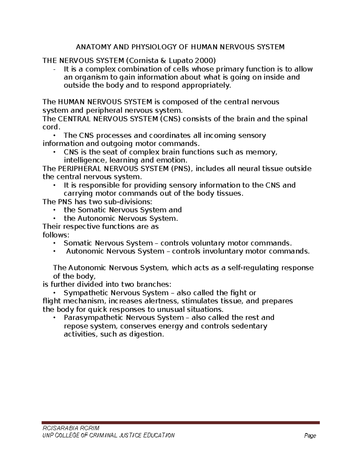 ANATOMY & PHYSIOLOGY OF THE HUMAN NERVOUS SYSTEM (RCISARABIA RCRIM ...