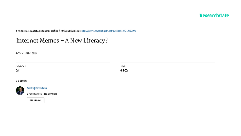 Internet Memes A New Literacy - See discussions, stats, and author ...