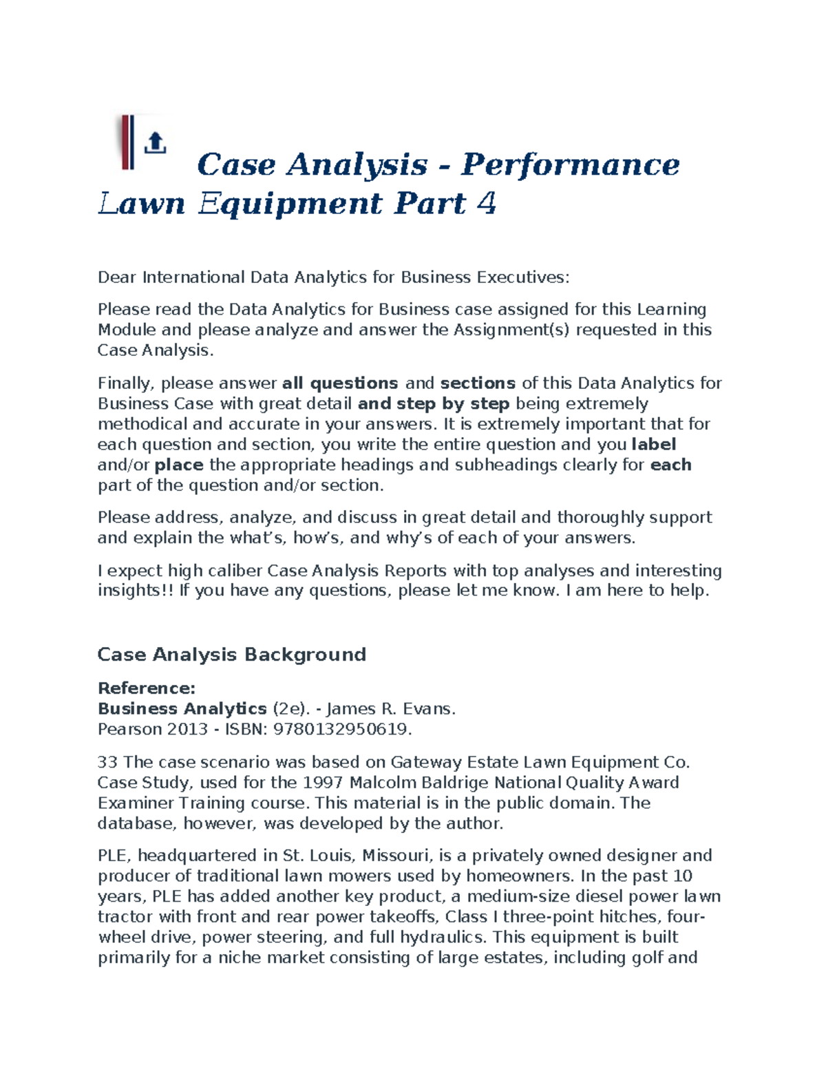 Module 7 Case Study - Comprehensive Data Analysis for PLE - Studocu