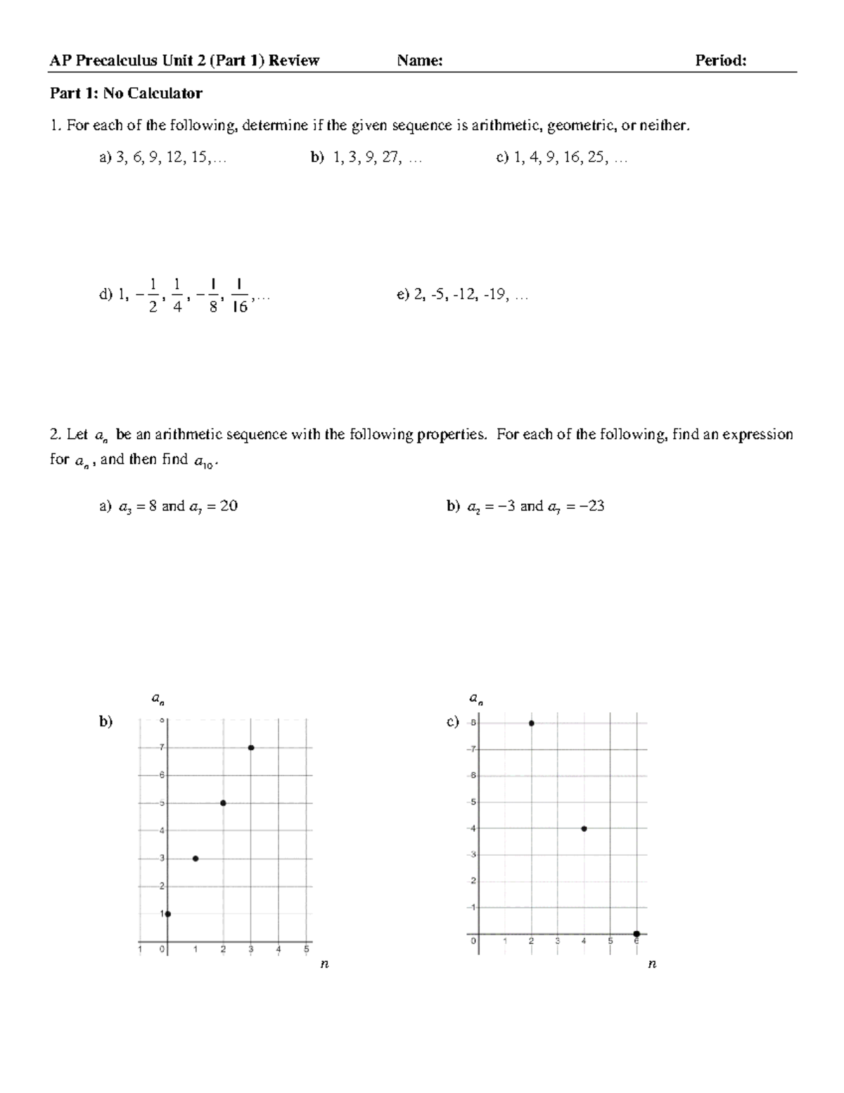 AP Precalculus Unit 2 (Part 1) Homework Review Questions and Solutions ...
