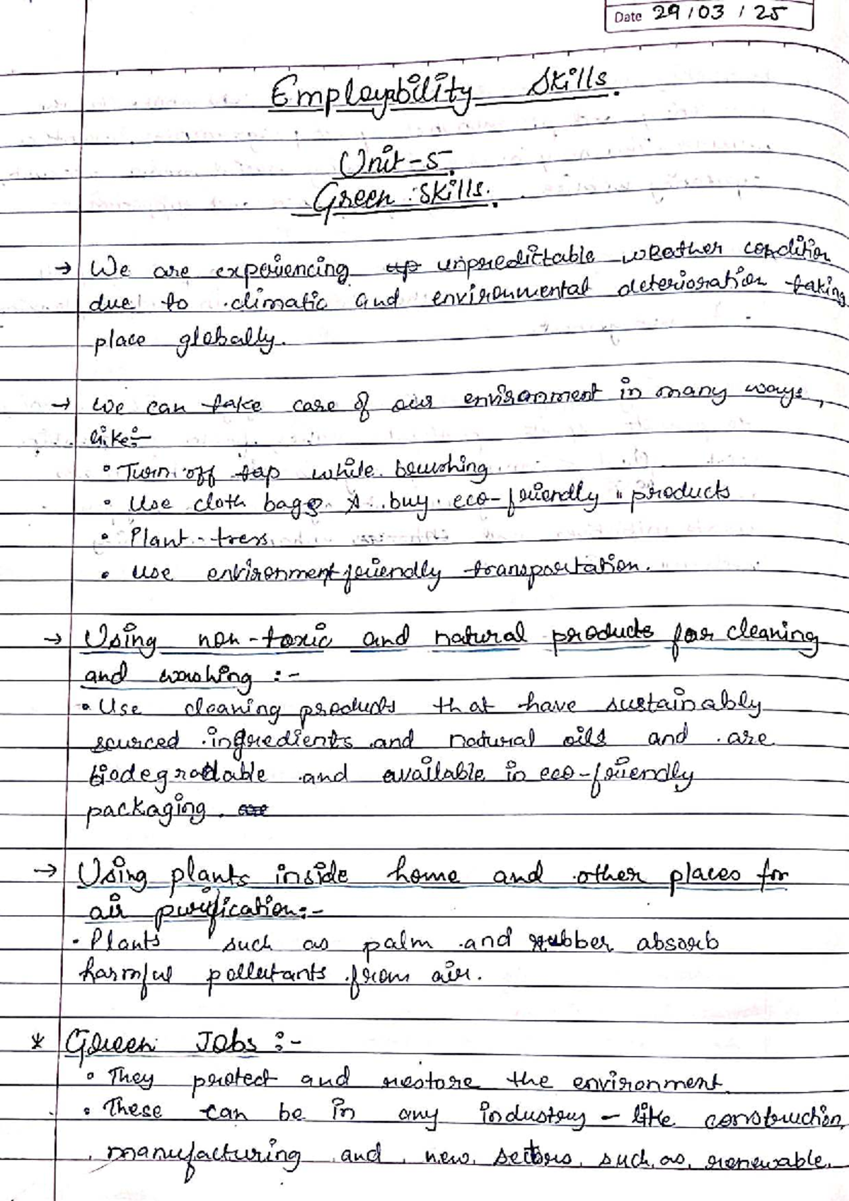 PAT Class 12: Green Skills for Employability and Sustainability - Studocu