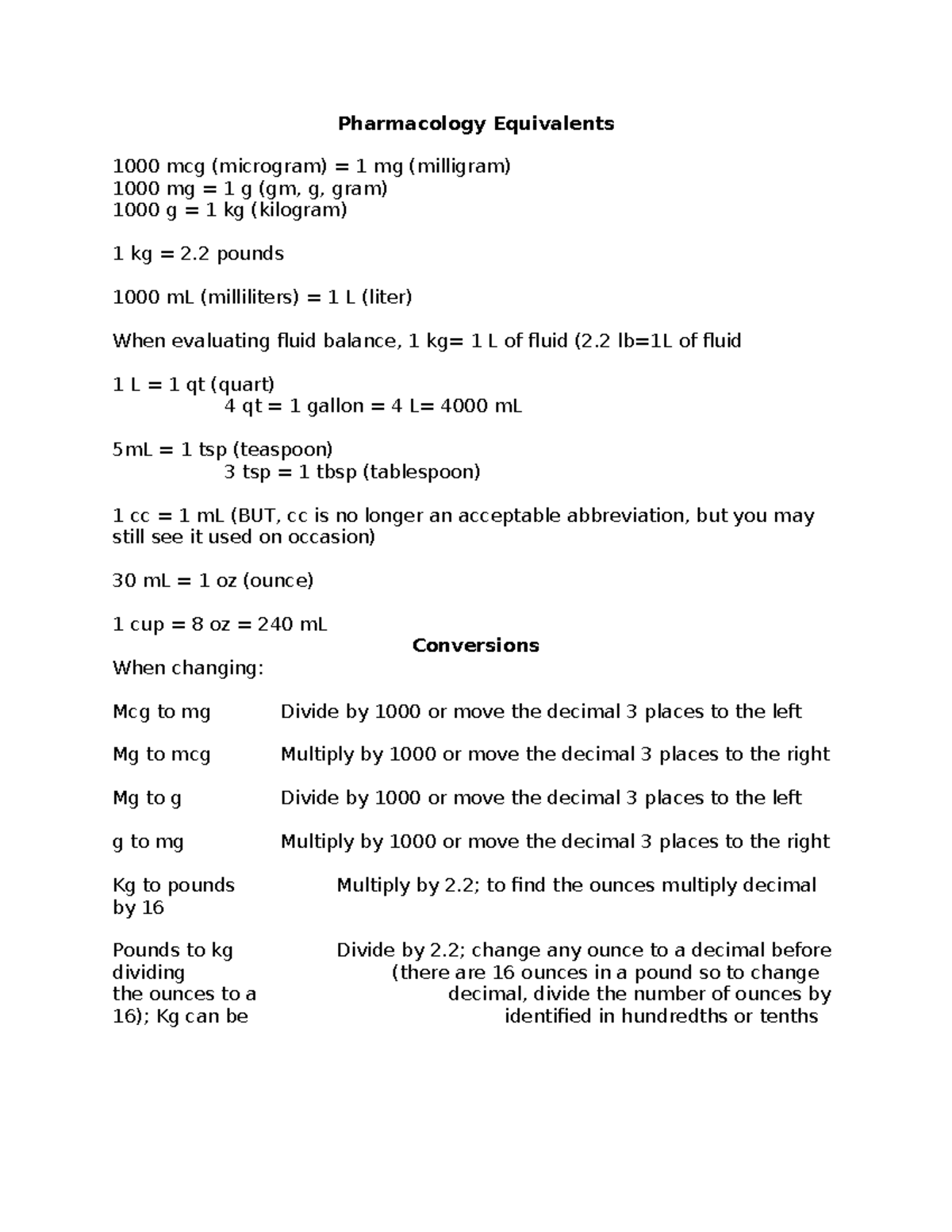Pharmacology Equivalentsupdate 2016-1 - Pharmacology Equivalents 1000 ...