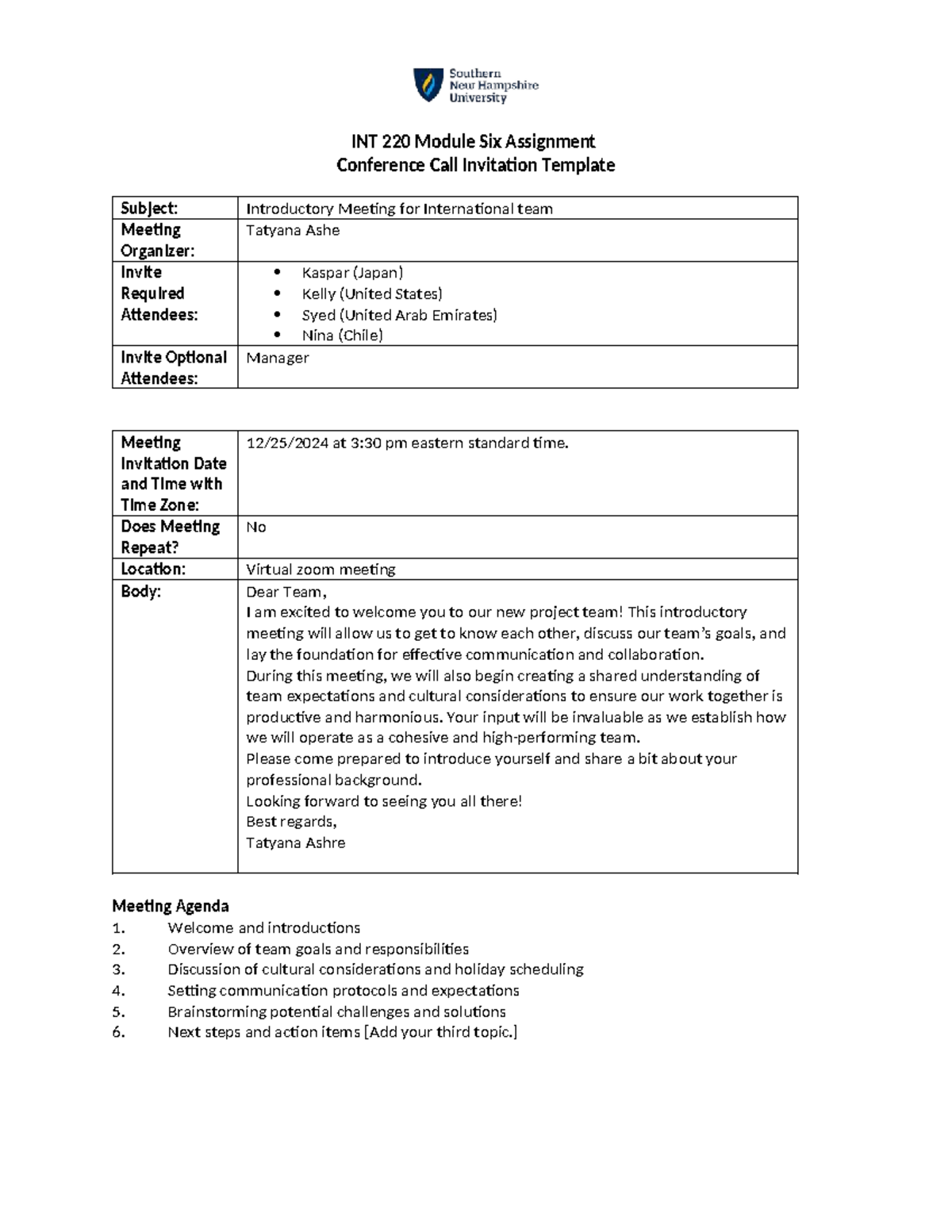 INT 220 Conference Call Invitation Template - INT 220 Module Six ...