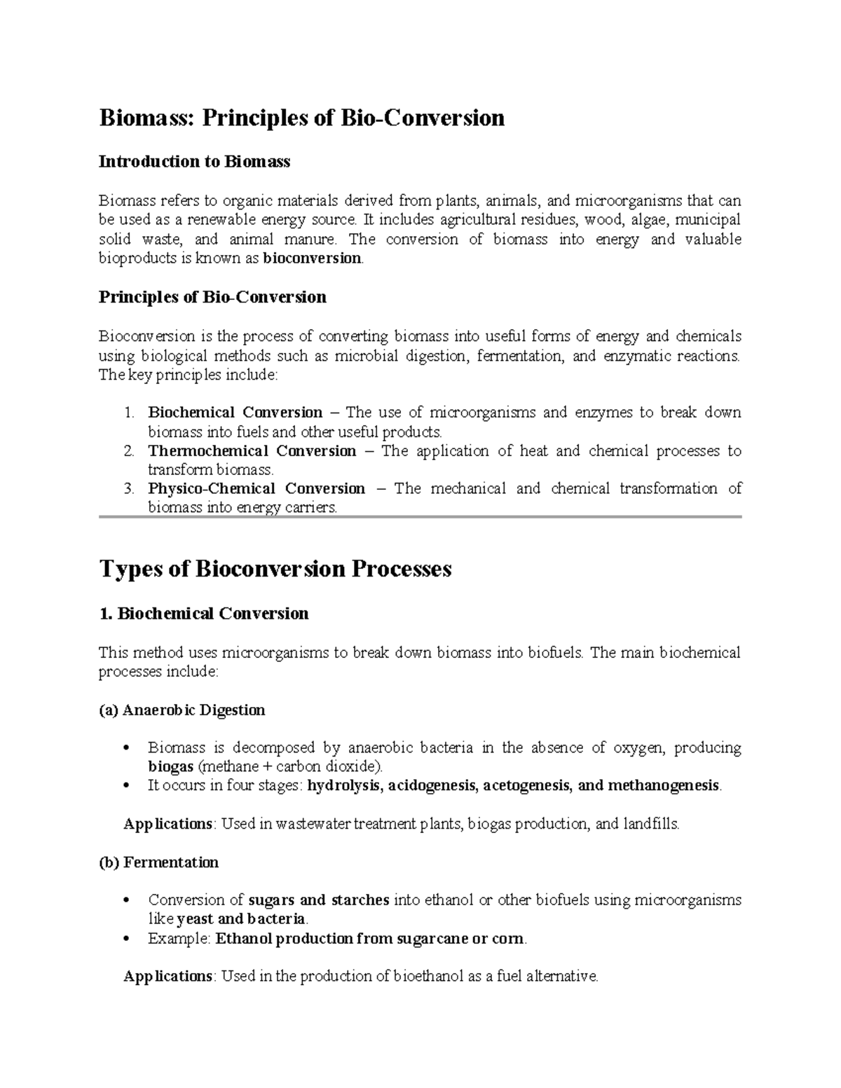 NCSE-III UNIT - Biomass Bio-Conversion Study Notes - Studocu