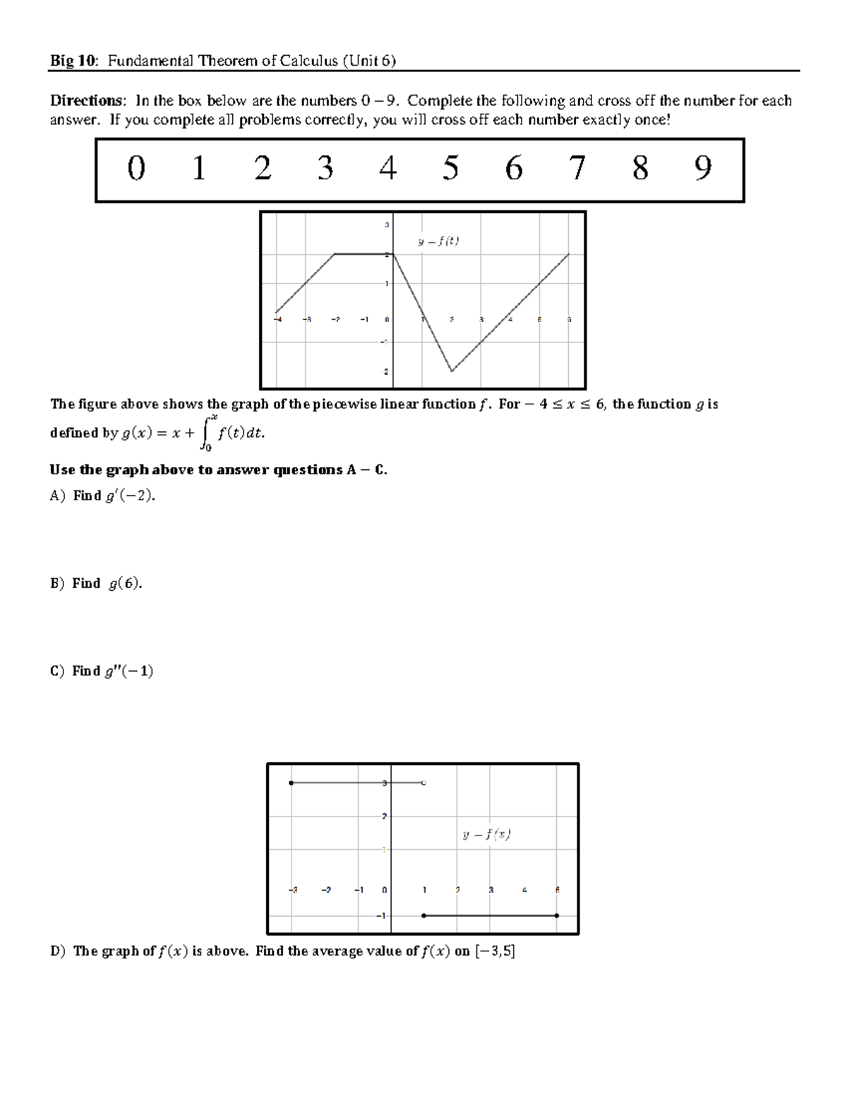 Big 10 FTC-1: Exploring the Fundamental Theorem of Calculus - Studocu