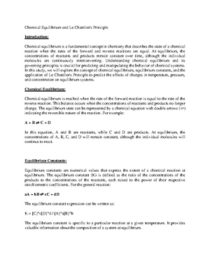 Chemical Equilibrium - Study Notes & Assignments - Studocu