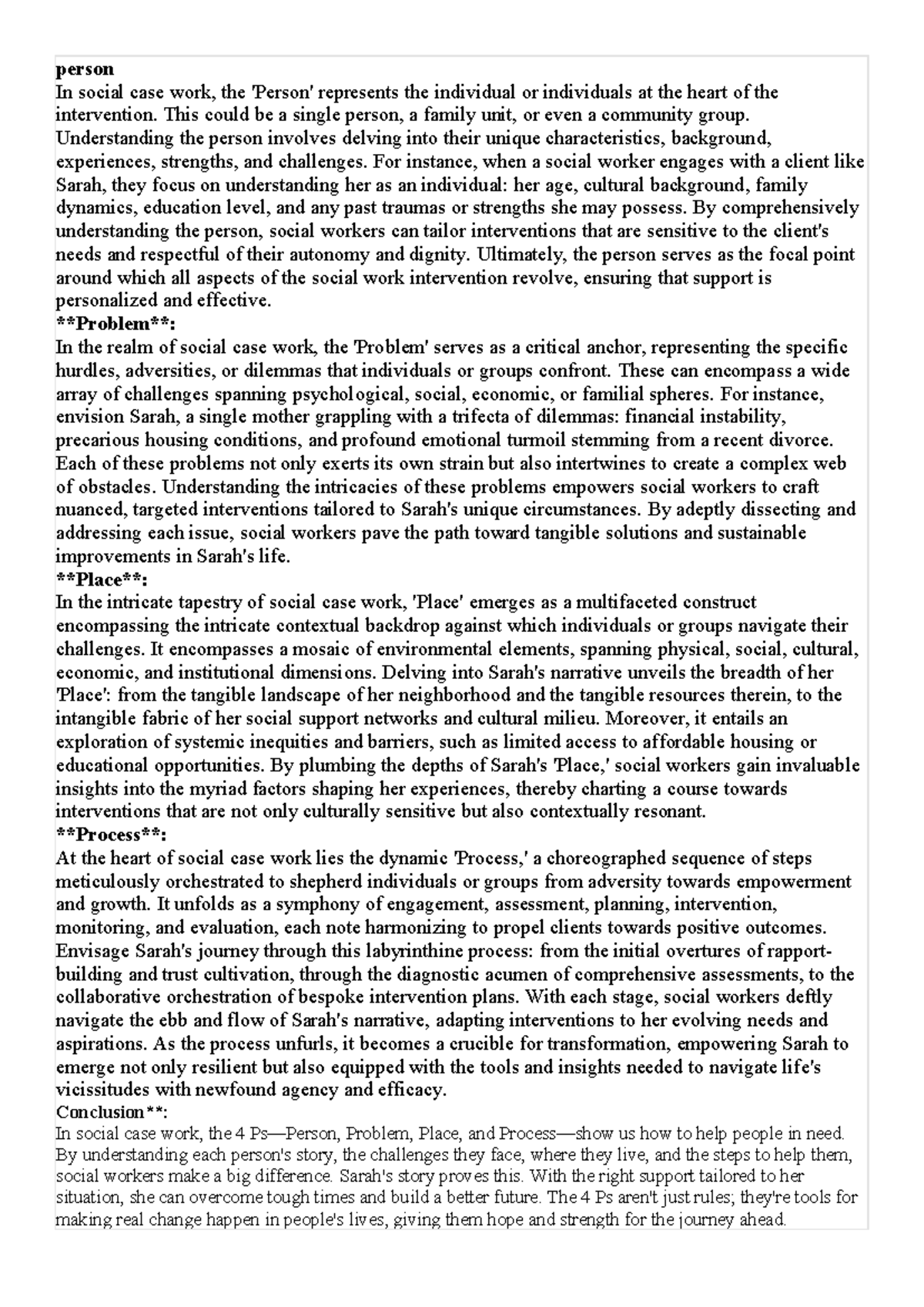 Social Case Work: Understanding the 4 Ps - Person, Problem, Place ...
