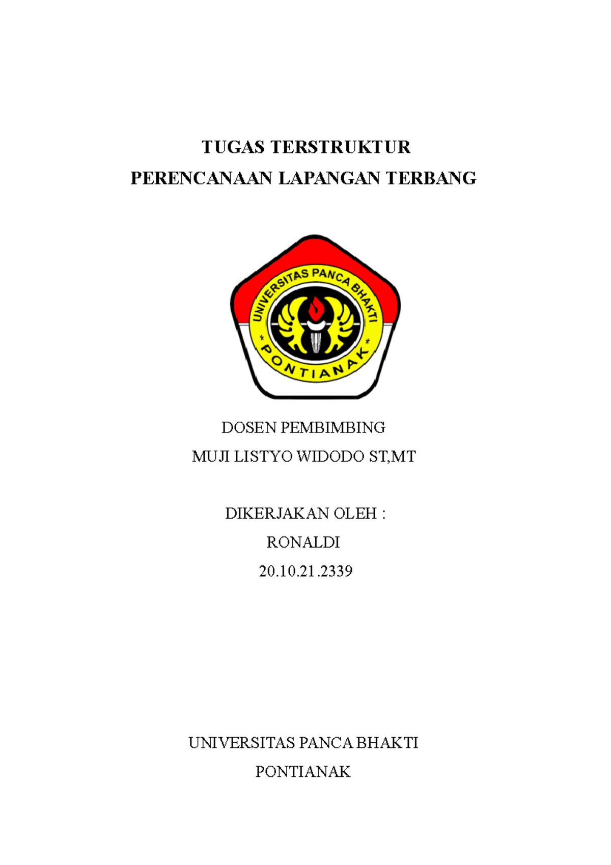 Perencanaan Lapangan Terbang - Tugas Terstruktur Lapter - Studocu