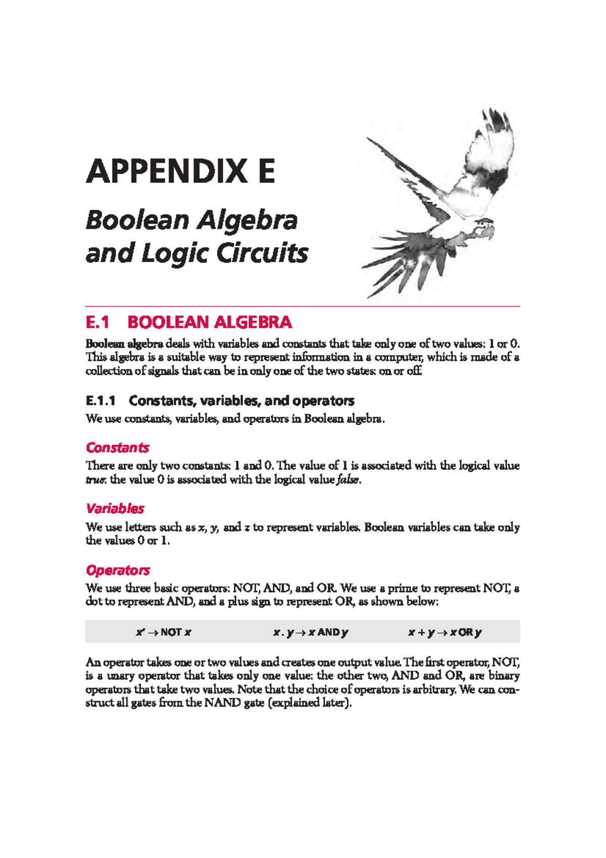 Appendix E: Boolean Algebra & Logic Circuits (Course Code: 7oo08hpq ...