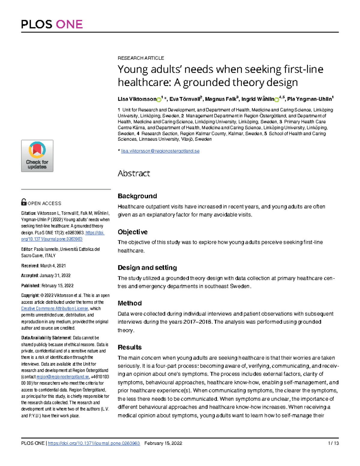 Young Adults' Healthcare Needs: Insights from Grounded Theory Research ...