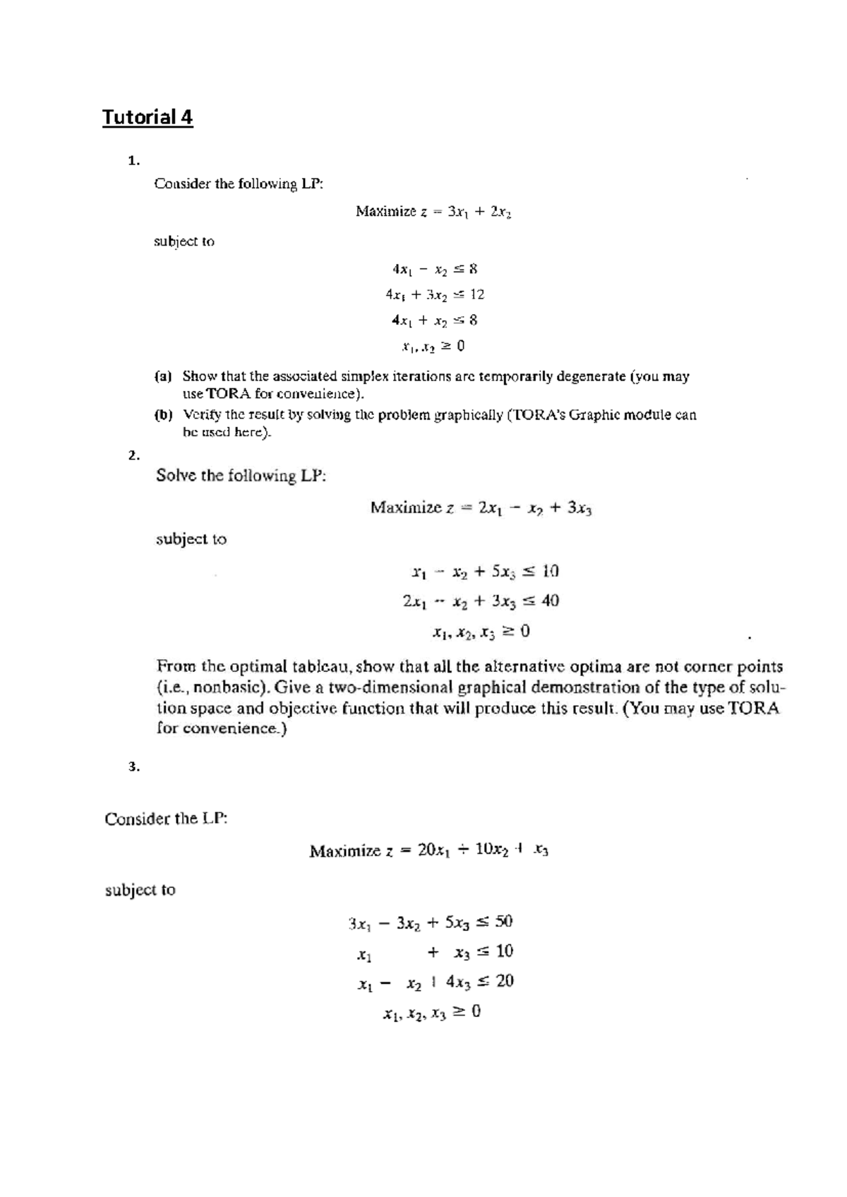 LP Optimization Techniques: Tutorial 4 Analysis and Solutions - Studocu