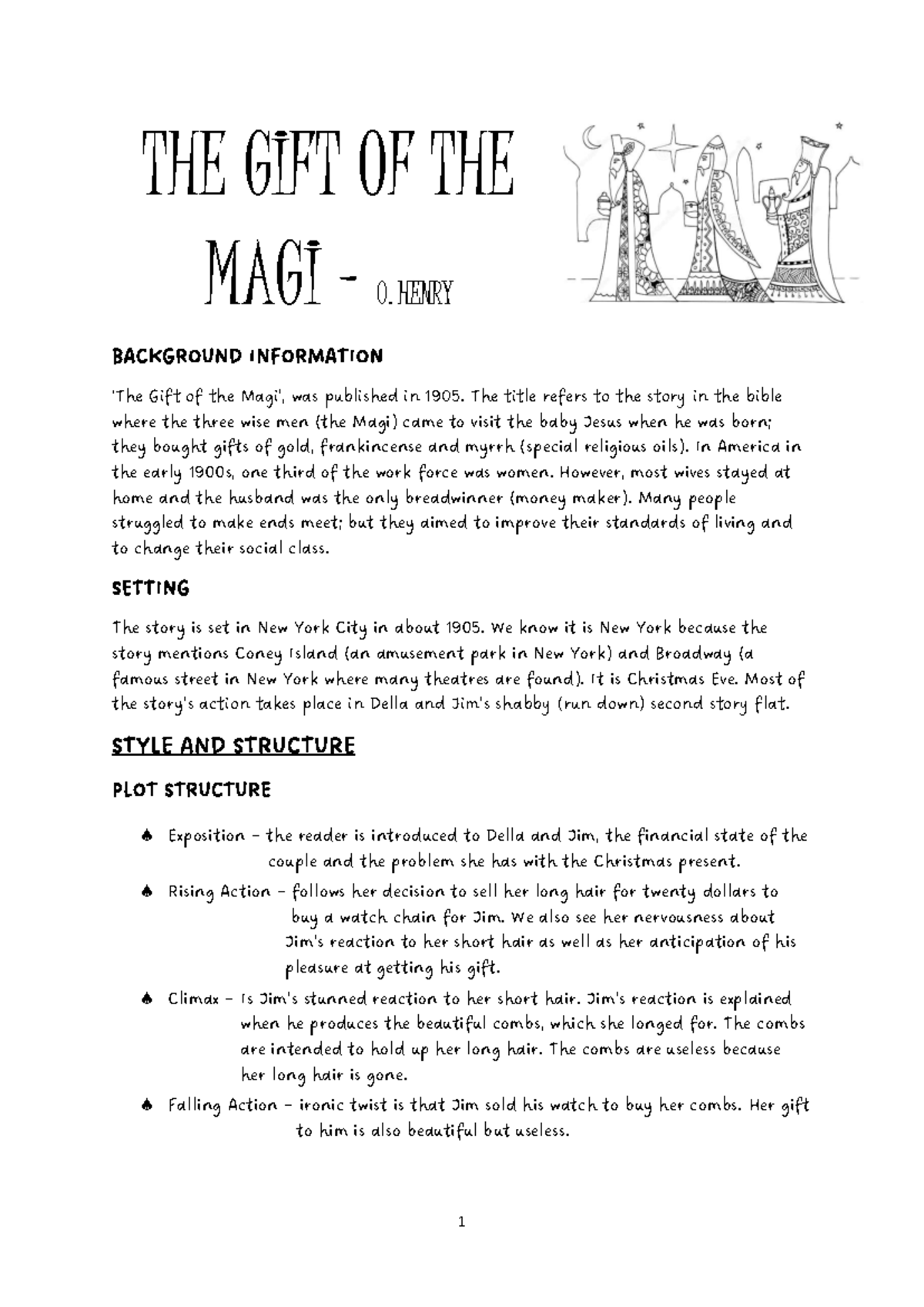 The gift of the magi - Grade 11 English short story analysis - Studocu