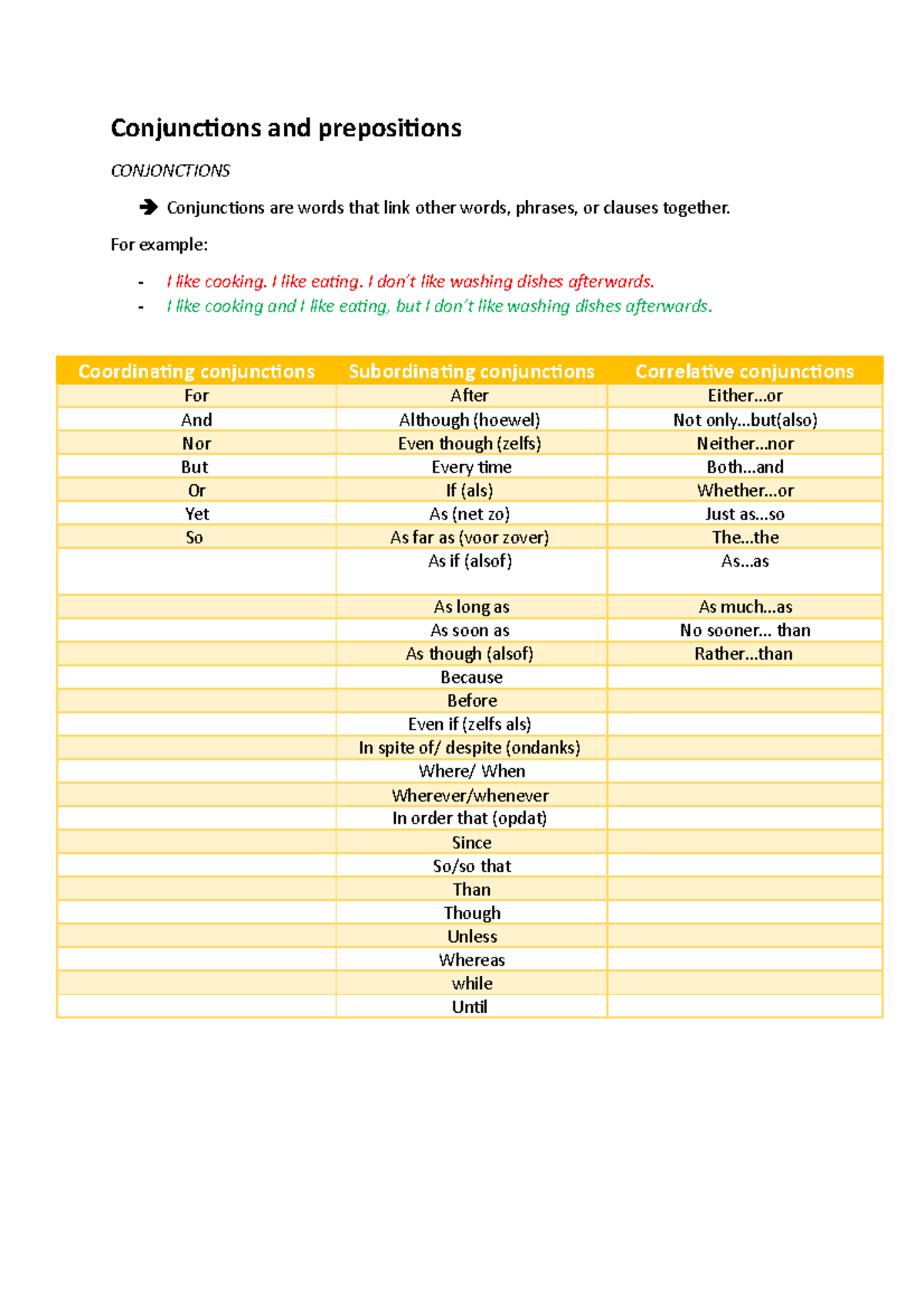 Grammar (conjunctions, prepositions, adverbs, adj, relative clauses ...