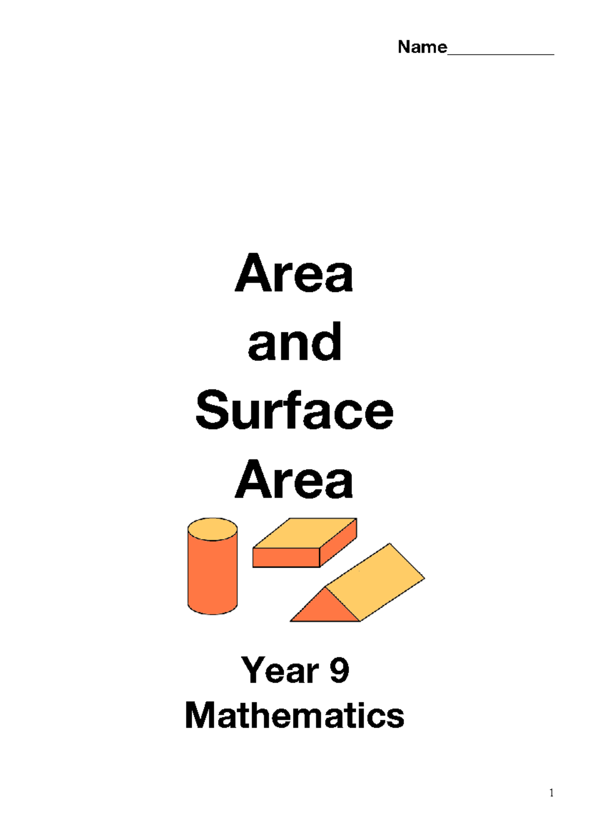 Year 9 Maths: Area & Surface Area Workbook (05) - Studocu