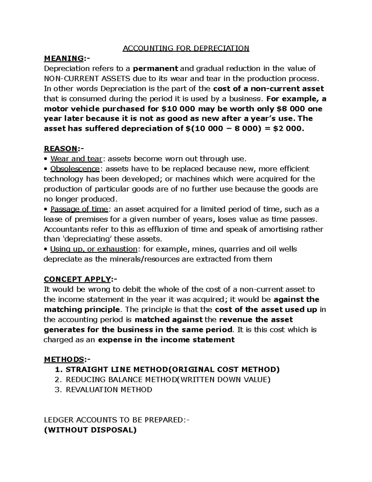 Accounting for Depreciation IGCSE and A Levels - ACCOUNTING FOR ...