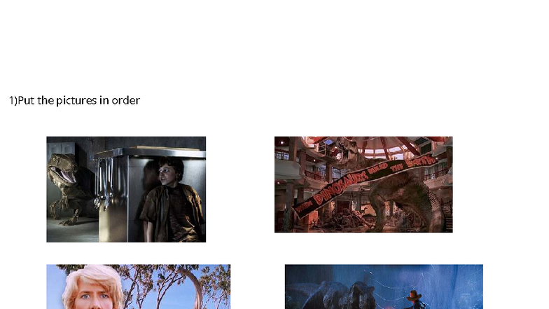 Jurassic Park Movie Worksheet-1 - 2)Complete the next sentences with ...