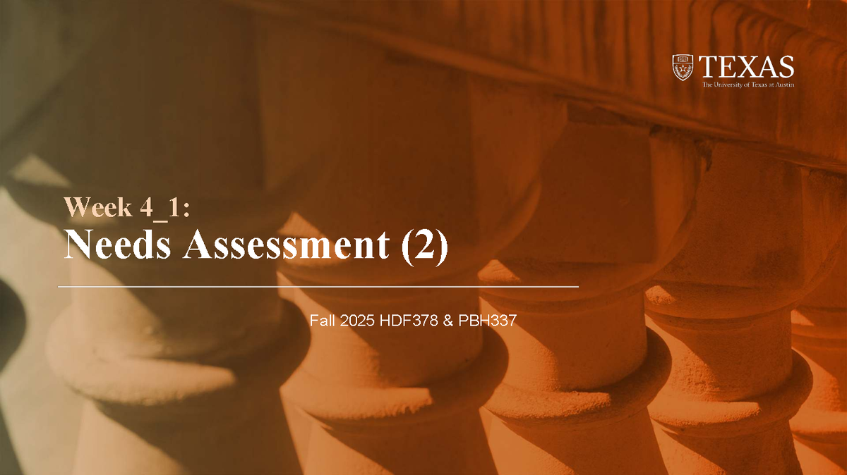 Fall 2025 HDF378 & PBH337: Week 4 Needs Assessment & Data Sources Guide - Studocu