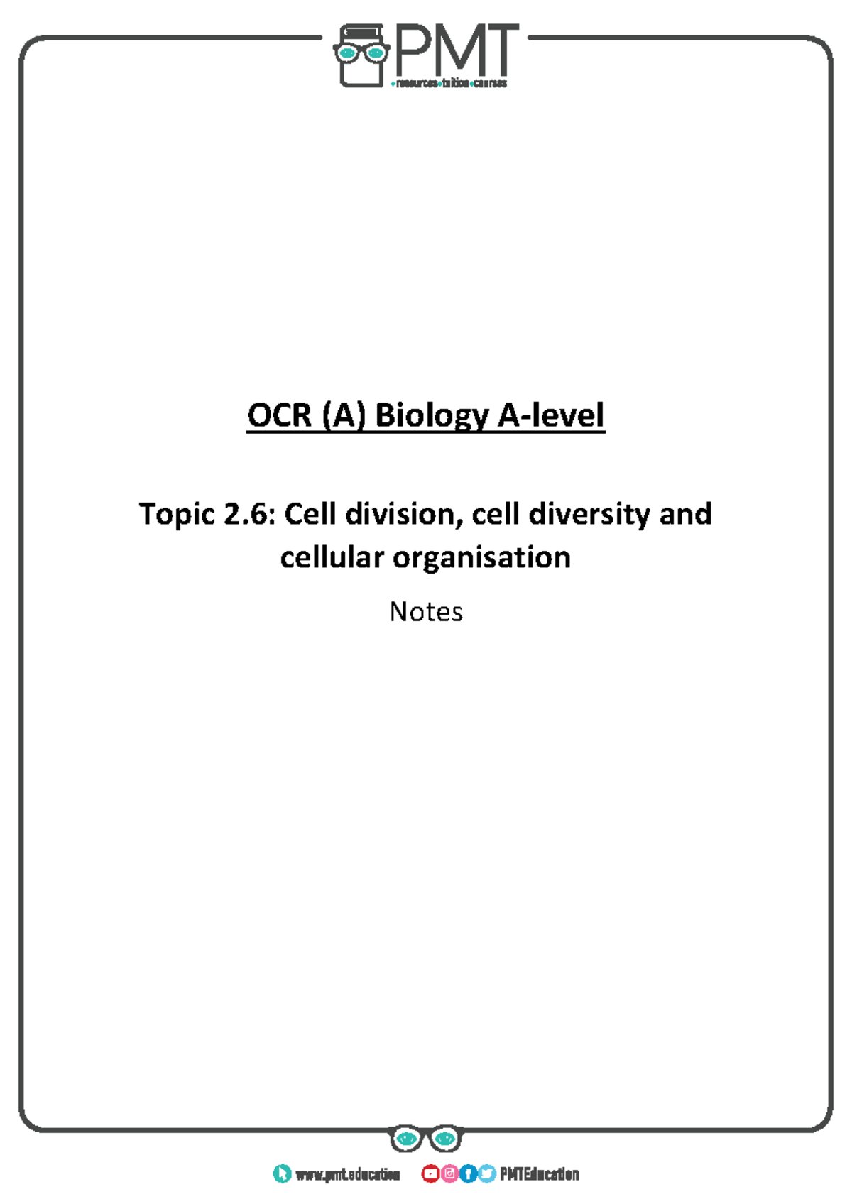 2.6. Cell Division, Diversity and Organisation in OCR Biology A-level ...