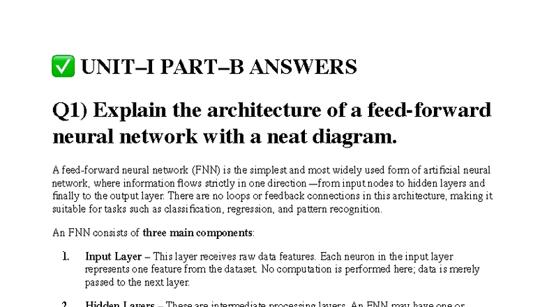 DL SEM - Practice Questions on Neural Networks and Deep Learning - Studocu