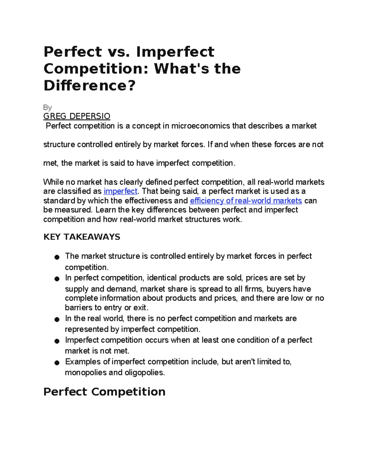 Perfect vs. Imperfect Competition: Key Differences Explained - Studocu