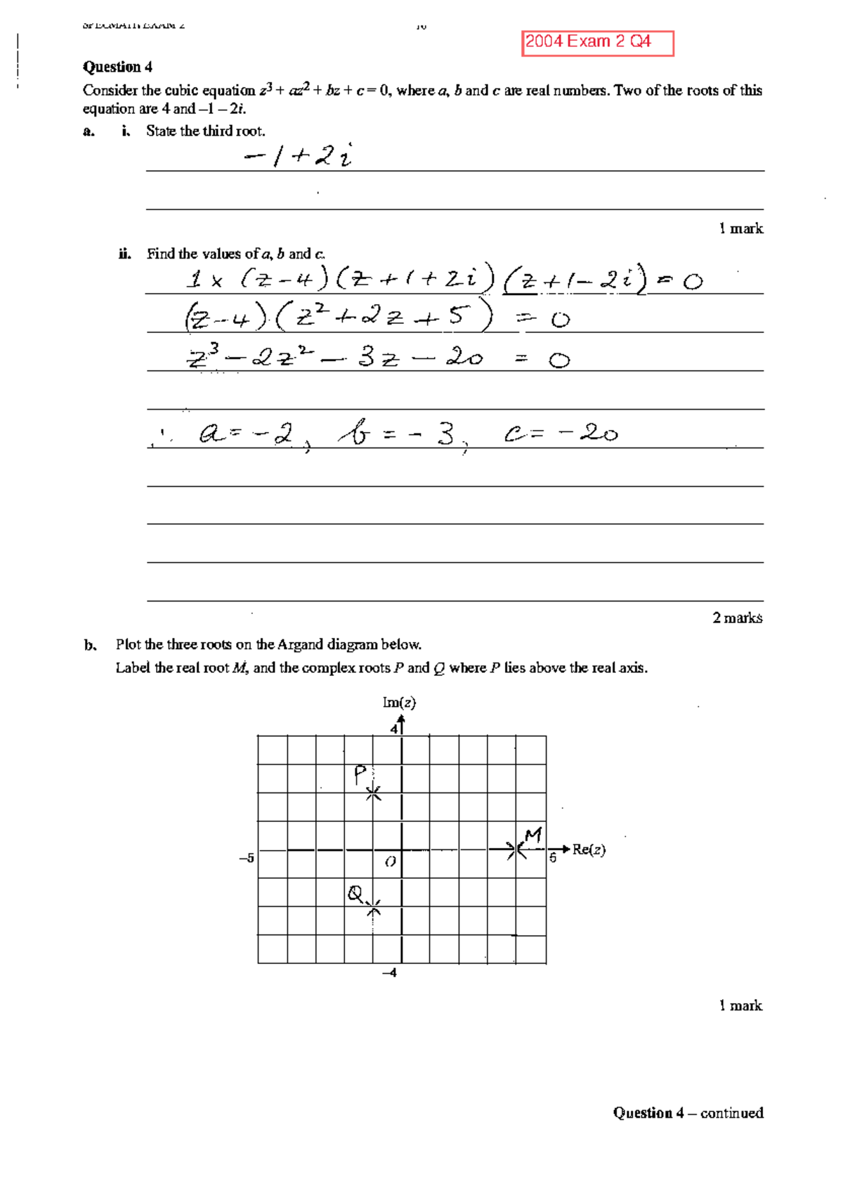 MATH 201 Exam 2 Q4: Cubic Equation Roots and Argand Diagram Solutions ...