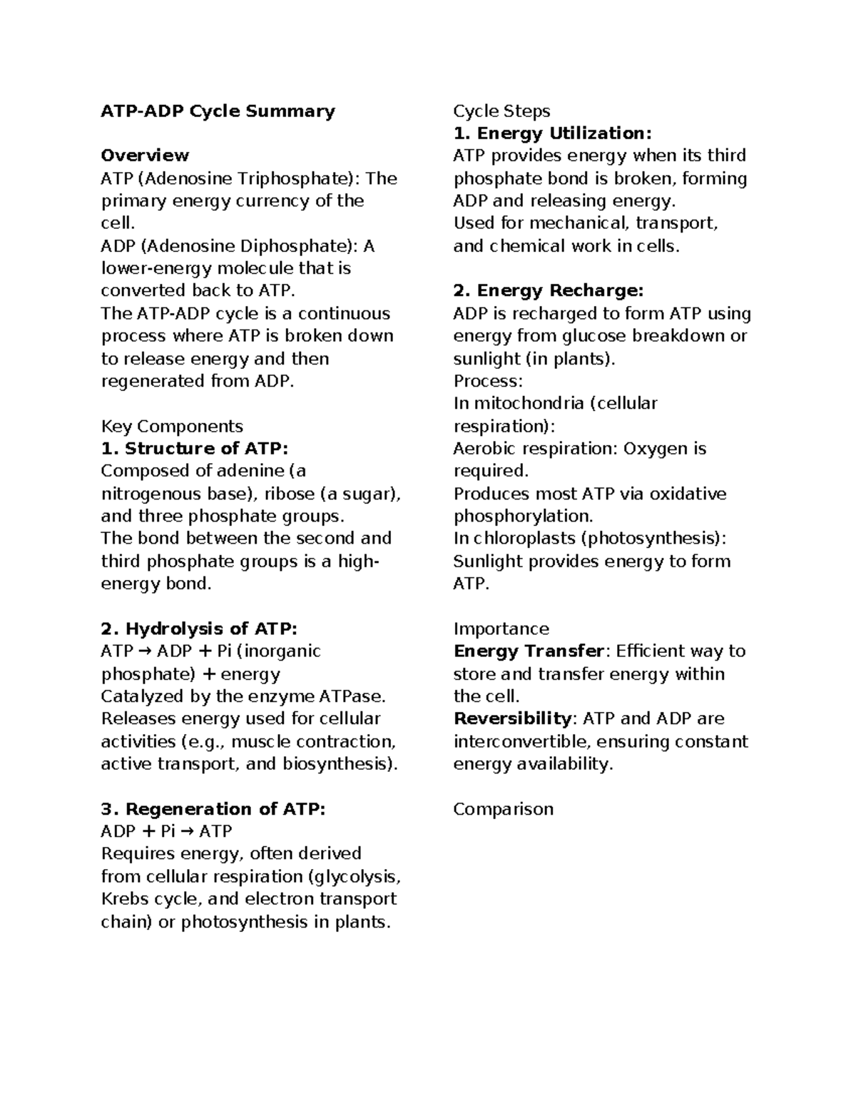GEN BIO - General Biology 1 ATP-ADP Cycle & Photosynthesis Guide - Studocu