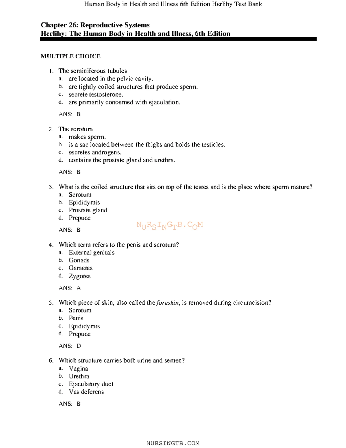 CH 6 BIO - ch 6 - NURSINGTB Chapter 06: Tissues and Membranes Herlihy ...