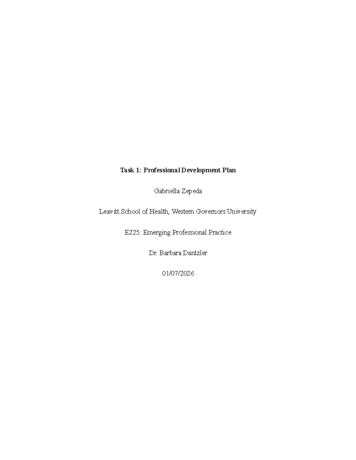 E225: Professional Development Plan for Nursing Informatics - Studocu