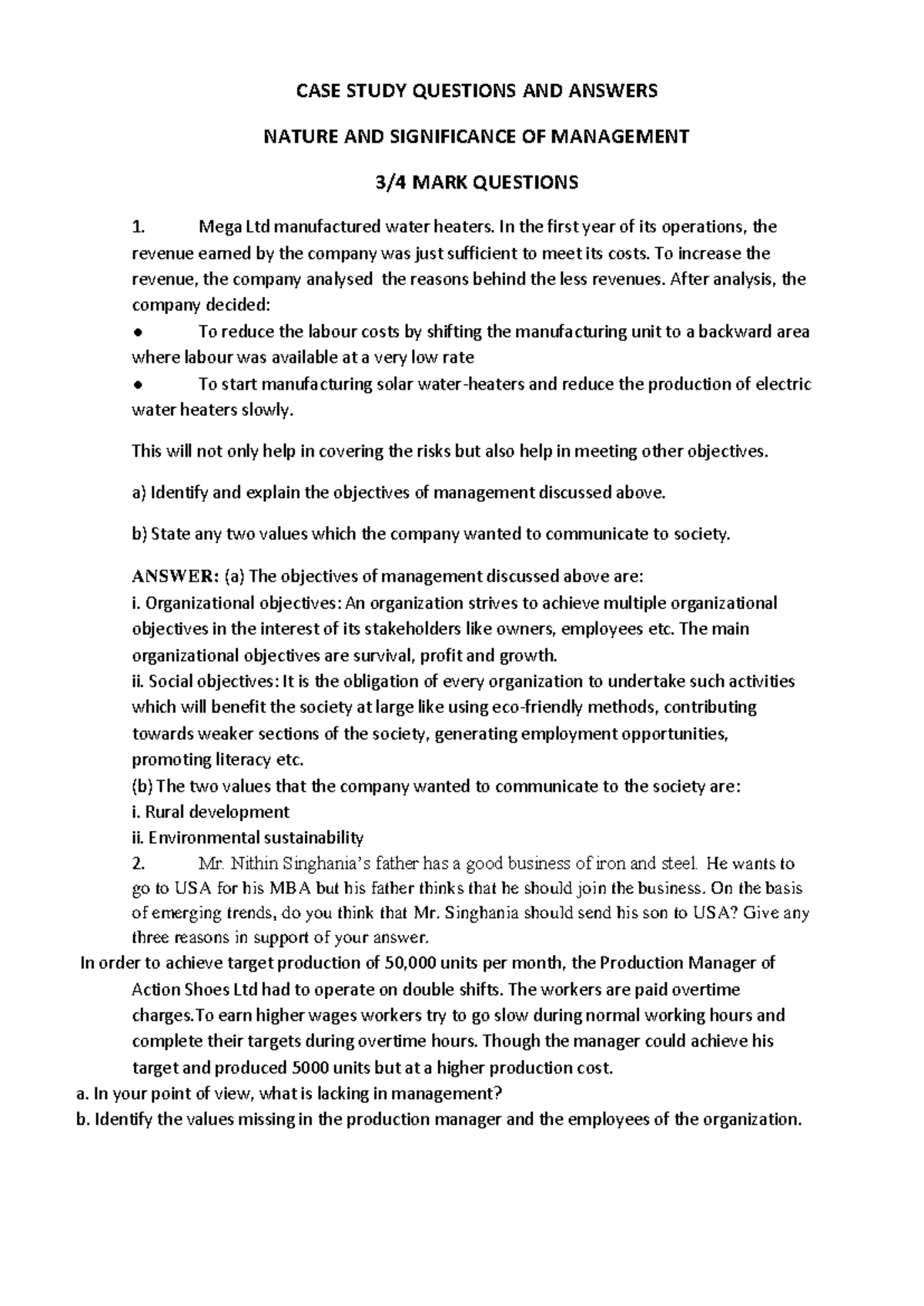 Case Studies for XII Business Studies: Analyzing Management Strategies ...
