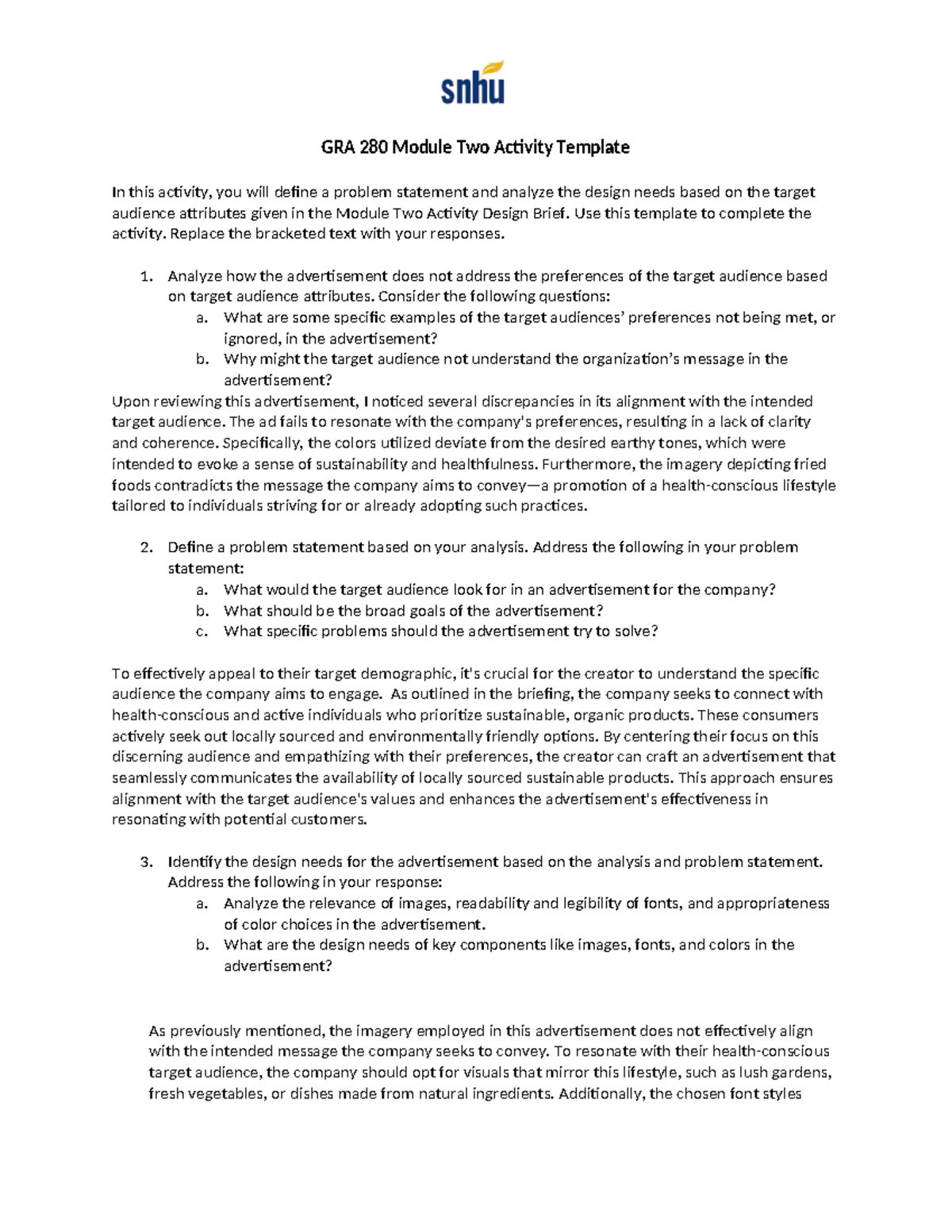 GRA 280 M02 Module Two Activity Analysis and Problem Statement Template - Studocu