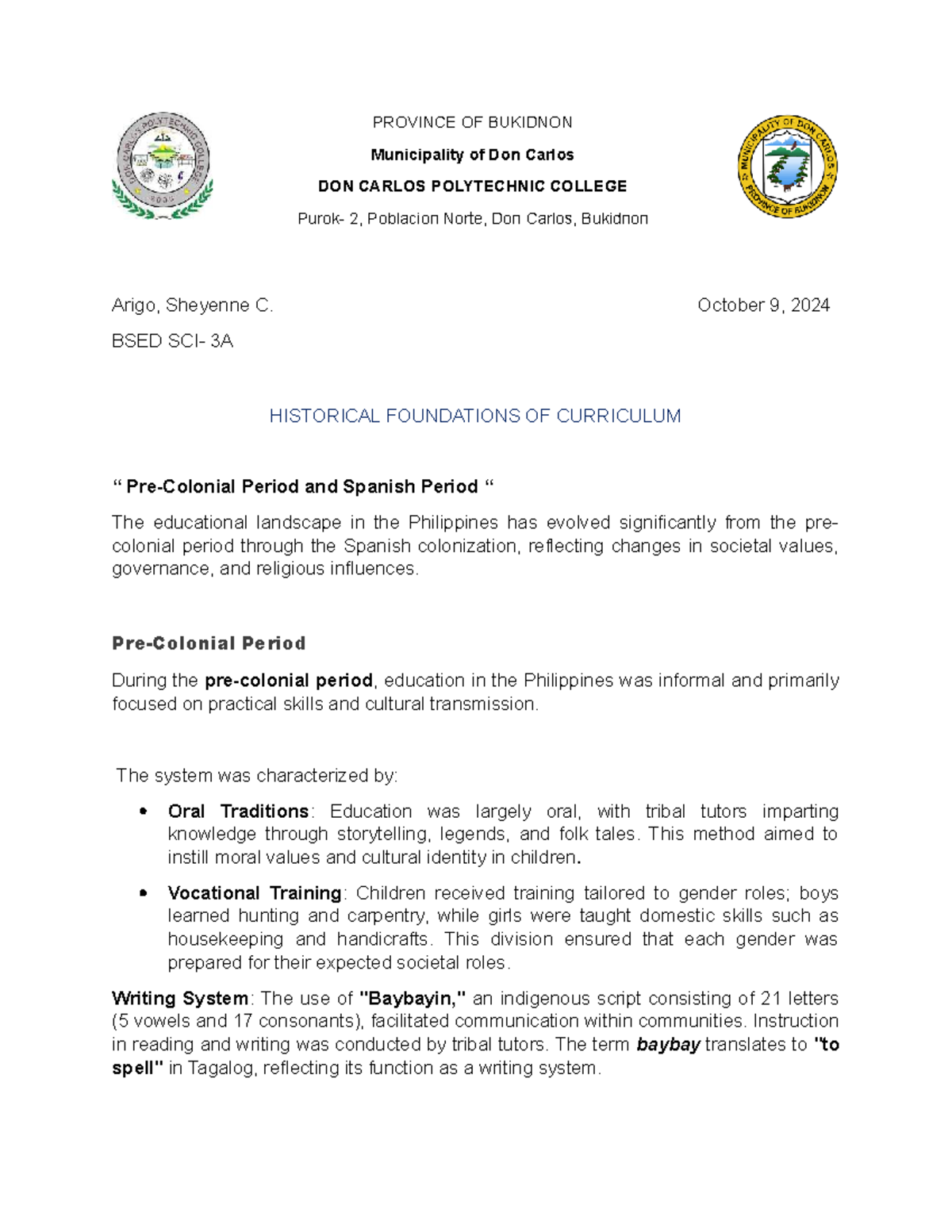 BSED 3A Essay Notes: Historical Foundations of Curriculum - Studocu